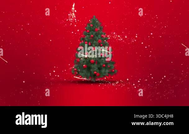 3d popup New Year Tree Animation with sparkling particle effects Stock ...