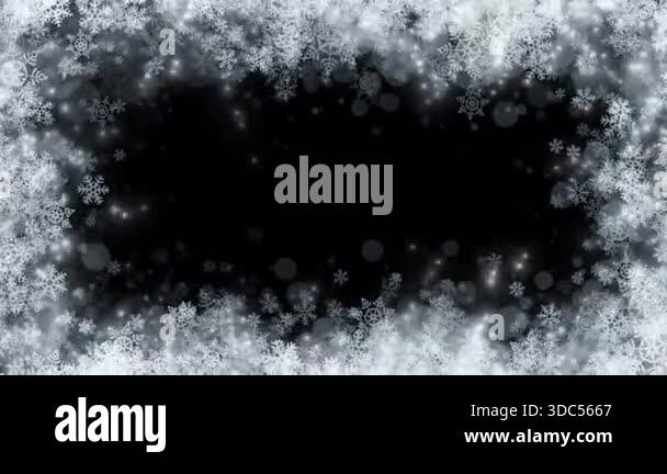 White Snowflake Particle Frame on Black Background Elegant Winter ...