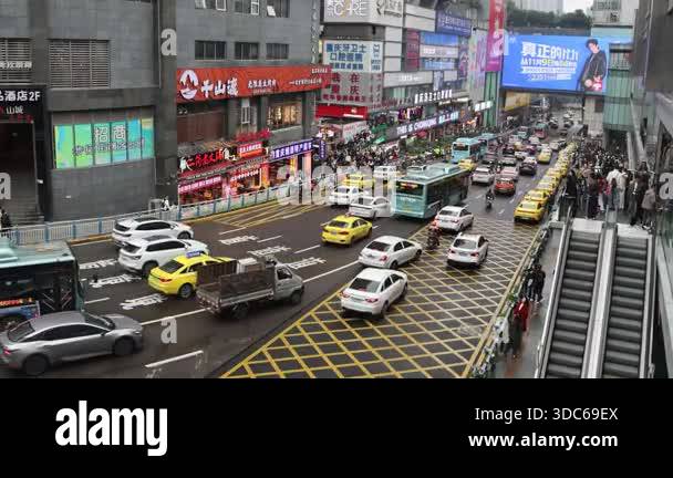 Chongqing, China- 9 Nov 2025: Traffic congestion at Guanyinqiao ...