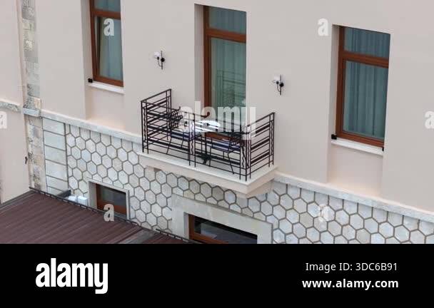 Top view of windows and balconie of modern house. Stock footage ...