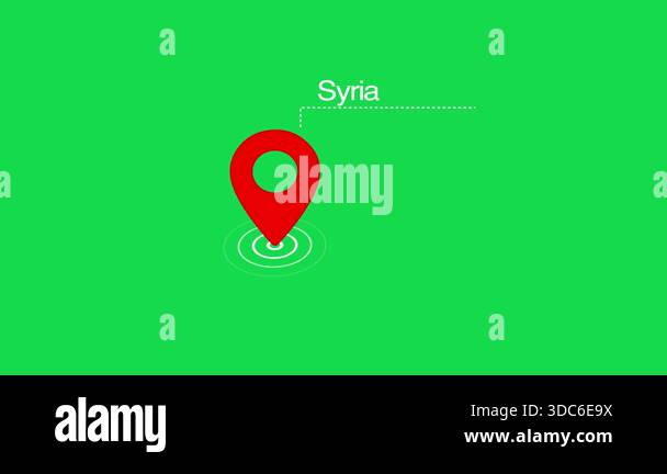 Syria location marker animation on transparent background. Syria map ...