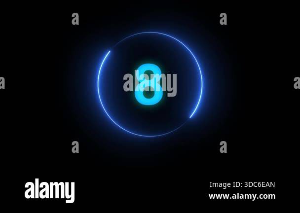 10 to 0 second modern digital countdown timer animation on black ...