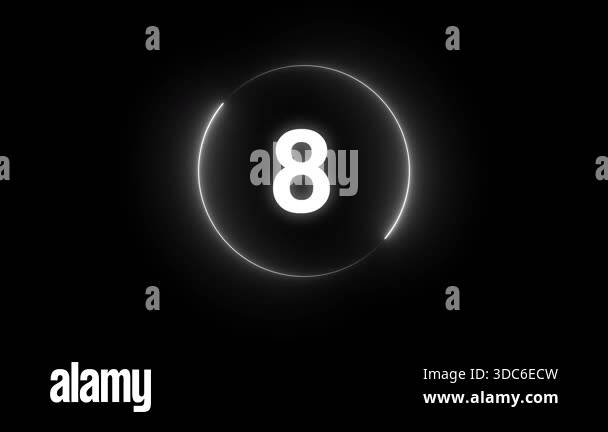 10 to 0 second modern digital countdown timer animation on black ...