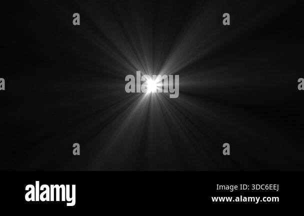 Centered white light rays on black background. Heaven light animation ...