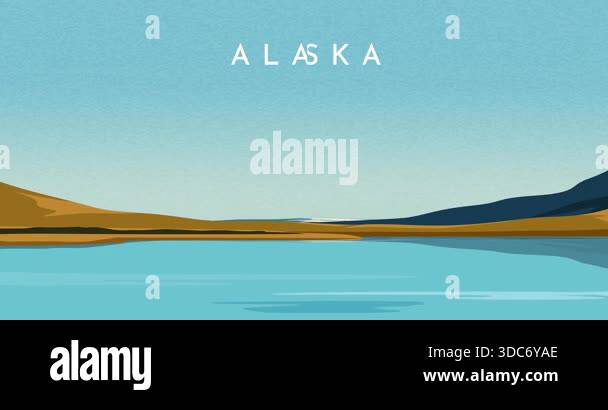 Alaska Nature Scenery. Moving banner with snow capped cliffs, mountains ...