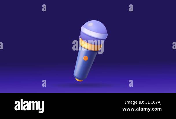 3D music banner. Moving background with pop up microphone, melody and ...