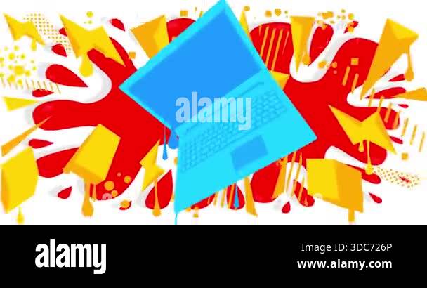 Notebook, laptop Graffiti tag animation. Abstract modern street art ...