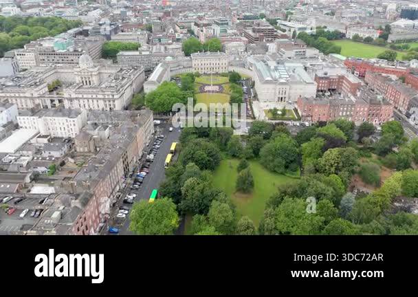 Aerial view of the National Gallery and Leinster House, the Government ...