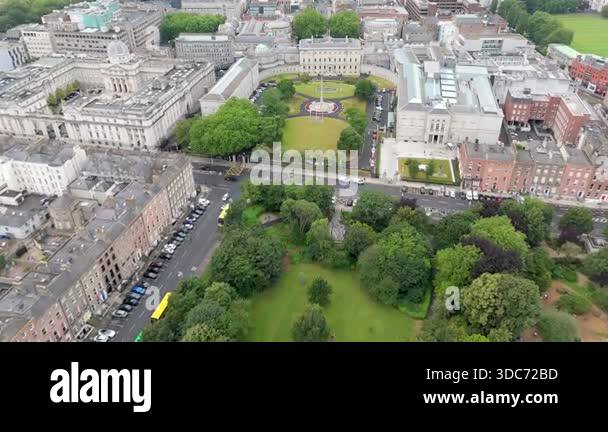 Aerial view of the National Gallery and Leinster House, the Government ...