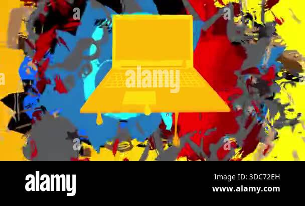 Notebook, laptop Graffiti tag animation. Abstract modern street art ...