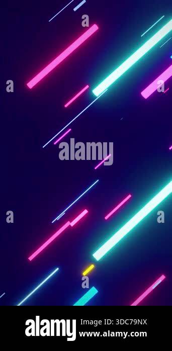 Rounded neon multicolored, looped animation, 3D animation of glowing ...