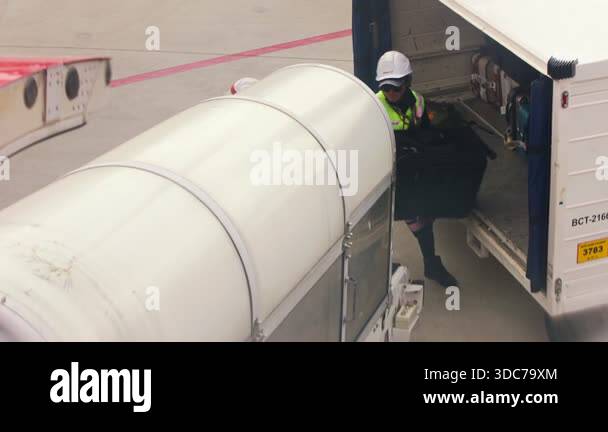 Fukuoka, Japan-05 October, 2025: Slow motion airport ground crew ...