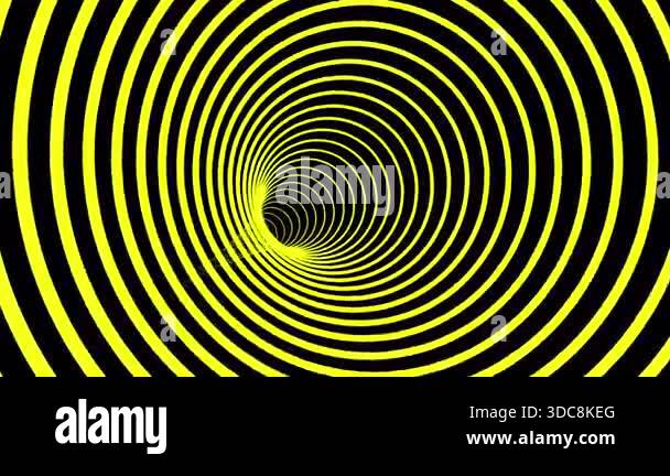 Looping optical illusion animation with yellow concentric circles ...