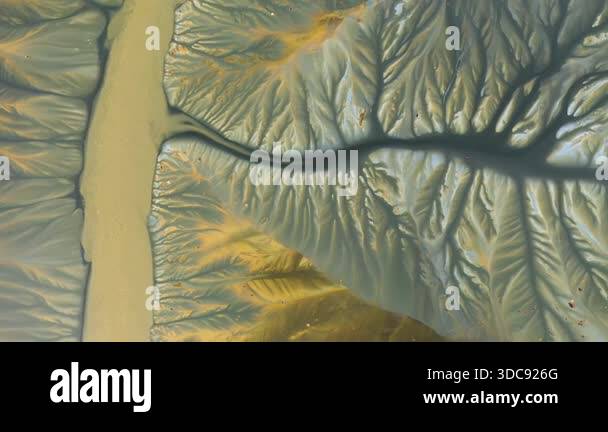 Surreal aerial view of colorful chemical mine waste waters. Nature ...