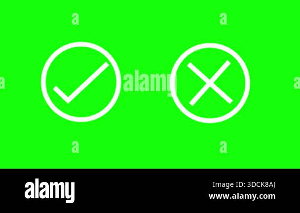 Green Screen Check Mark and Cross Animation: Yes No Symbols, Right ...