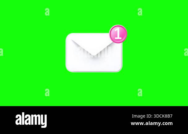 Email Notification Icon on Green Screen - New Message Alert Animation ...