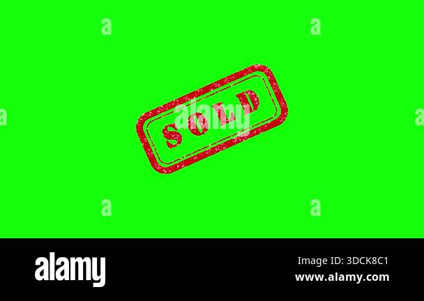Sold Red Rubber Stamp Animation on Green Screen Background Stock Video ...