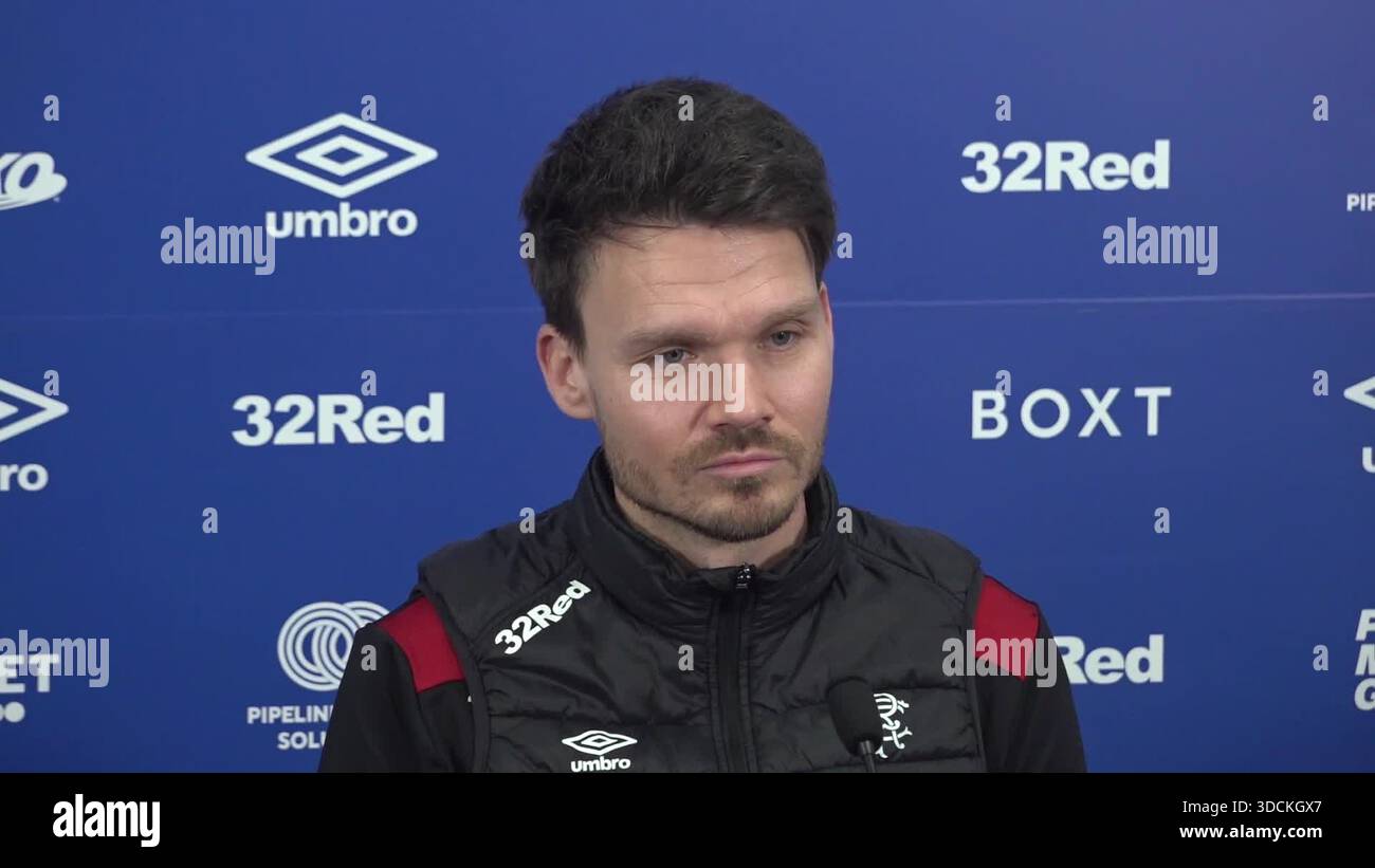John Souttar back in training at Rangers, says Danny Rohl Stock Video ...