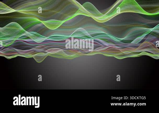 Fantastic video animation with particle wave object in slow motion and ...