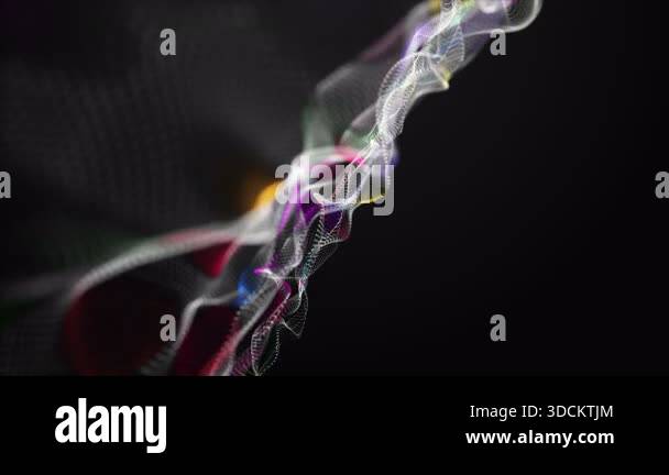 Fantastic video animation with particle wave object in slow motion and ...