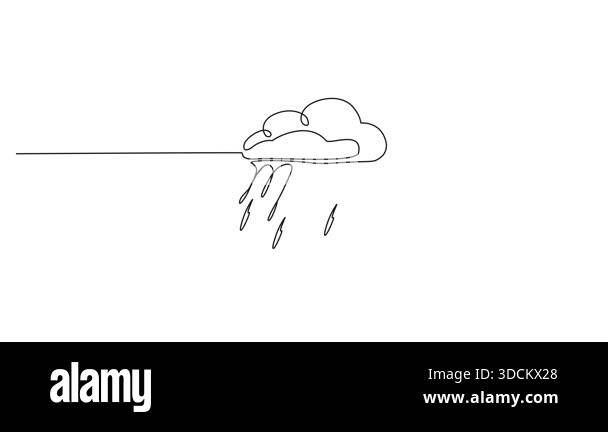 animated continuous line drawing of rain falling from cloud, line art ...