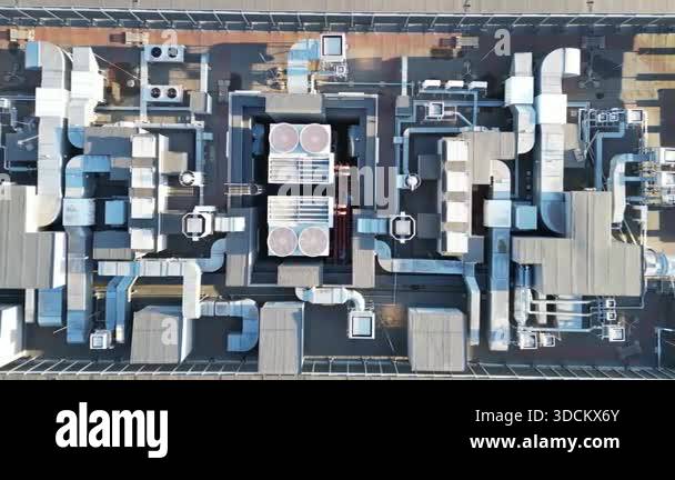 Rooftop of a modern energy-efficient office featuring ventilation ...