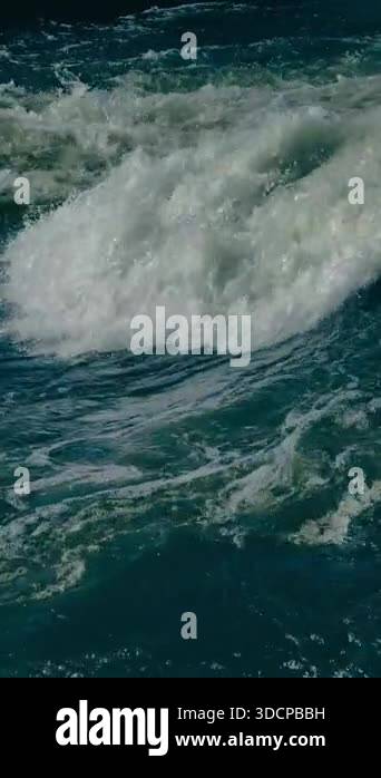 Cinematic 4K Ocean Boat Wake with Turbulent Waves and Foam Slow Motion ...
