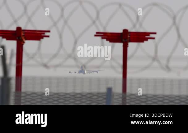 Huge airplane jumbo jet take off rear view. Large passenger aircraft ...