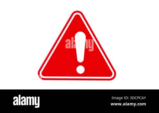 Animated red alert icon on white screen background in 4k Stock Video ...