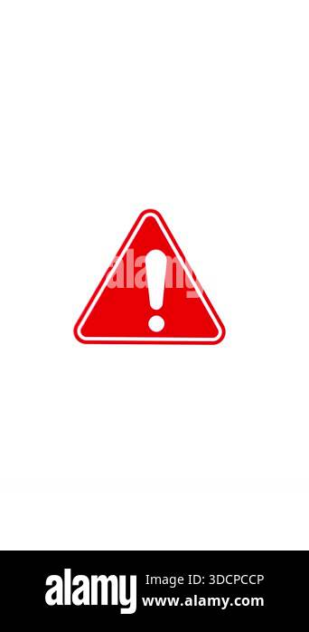 Animated red alert icon on vertical white screen background in 4k Stock ...