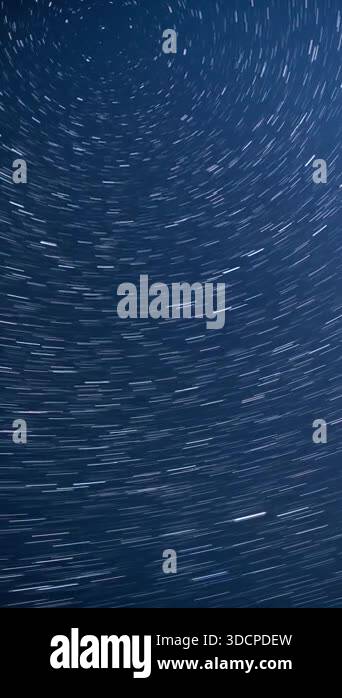 Moving Star Trails On A Dark Night Sky In A Time Lapse, Vertical Video ...