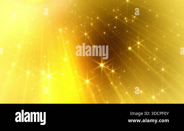Golden twinkle stars and light rays floating in space 4k animation ...
