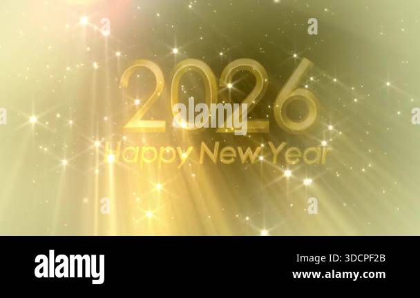 Happy New Year golden light rays floating in space 4k animation Stock ...