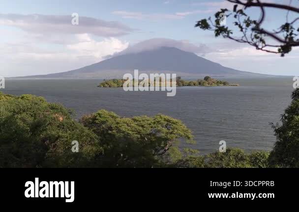View shows Concepcion volcano on Ometepe island in Nicaragua from a ...