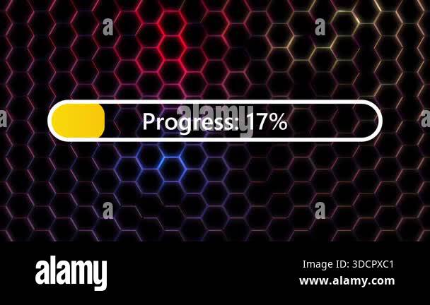 Progress bar ticks down against a honeycomb background in motion Stock ...