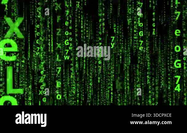 green characters as computer code against a black background as a ...