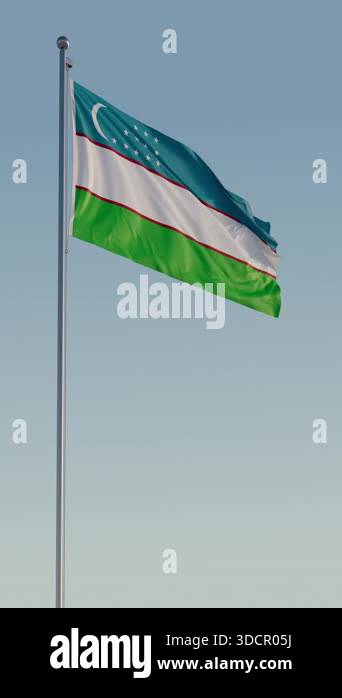 Uzbekistan, Tashkent: Cinematic Waving National Flag Seamless Loop ...