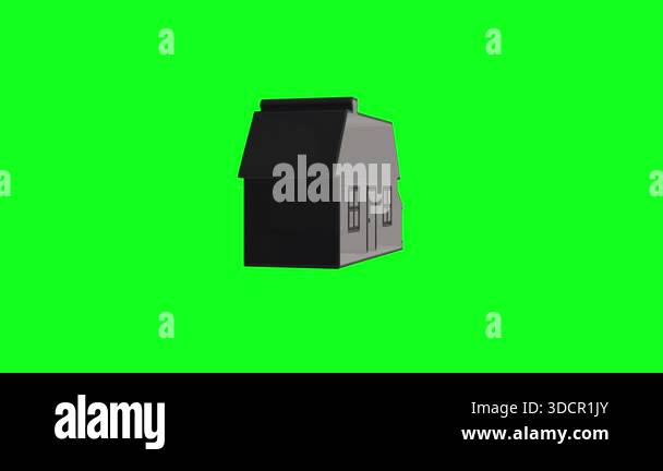 House icon rotating on green screen background, perfect for ...