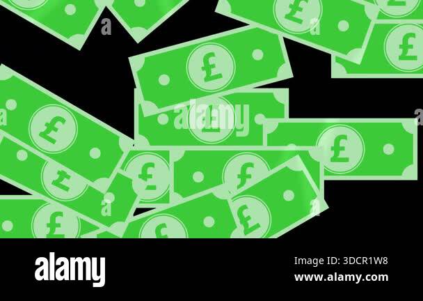 British pound banknotes multiplying exponentially, filling the frame ...