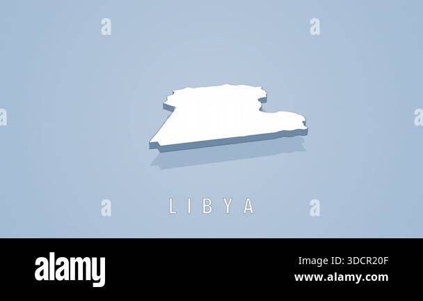 Detailed white 3d cartographic representation of libya rotating against ...