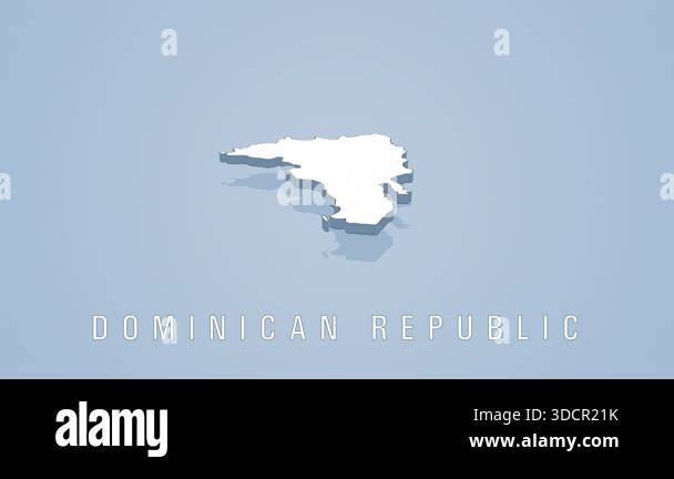 Dominican republic white 3d map rotating smoothly against light blue ...