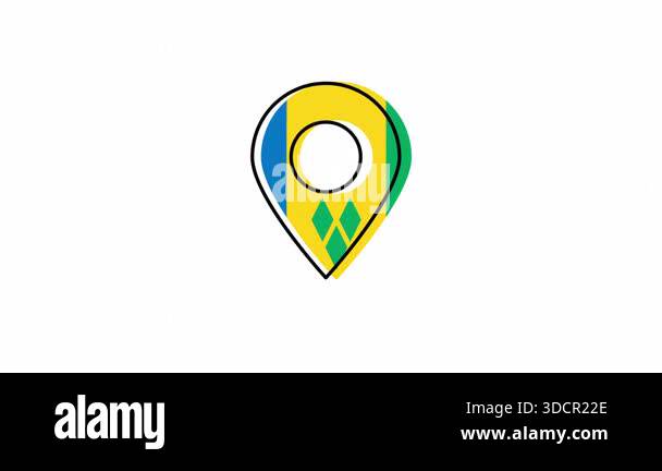 Animated saint kitts and nevis national flag markers moving across ...