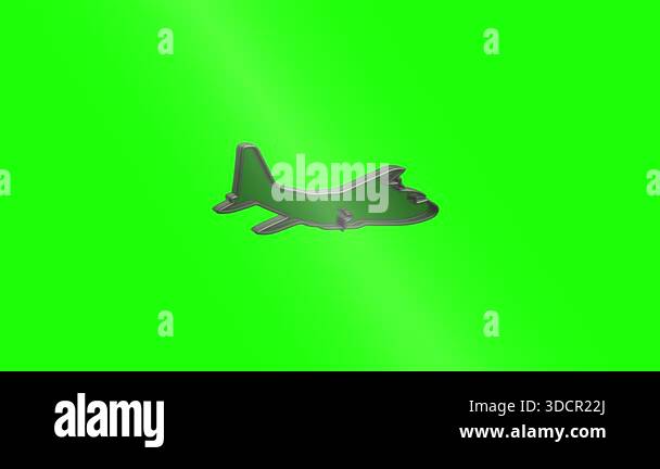 Metallic aircraft rotating on green screen with helicopter, showcasing ...