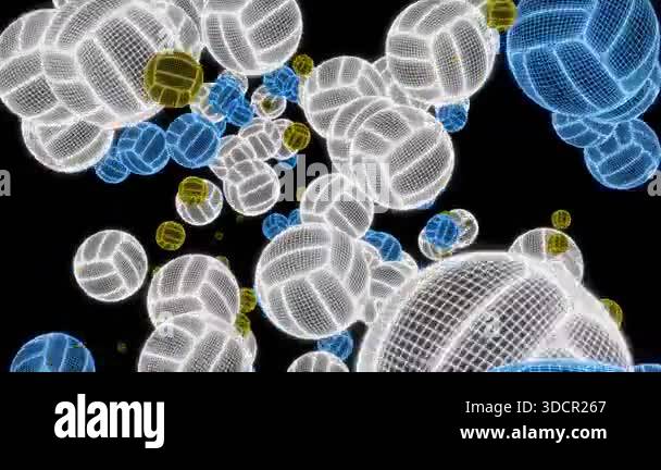 Futuristic Neon Volleyball Flying Forward Seamless Animation Stock ...
