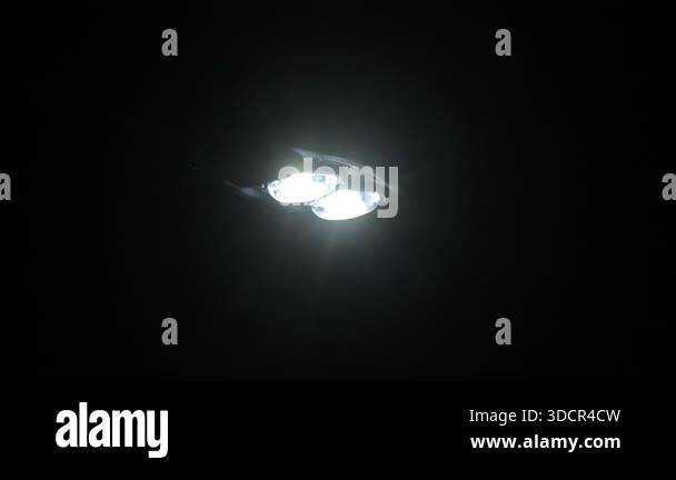 Modern LED Street Light Illumination in Dark Night Sky Above City ...