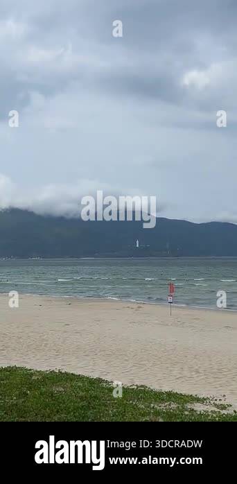 Soft cloudy weather on the Da Nang shoreline where locals and visitors ...