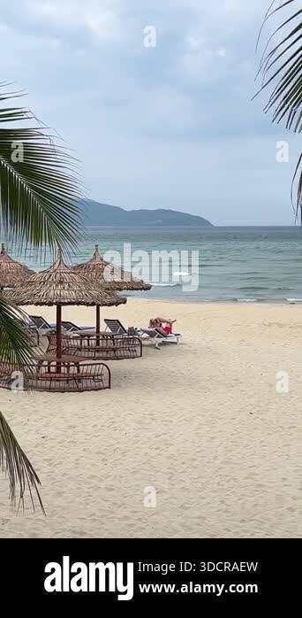 Soft cloudy weather on the Da Nang shoreline where locals and visitors ...