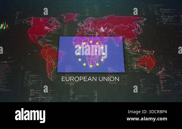 European Union Stock Market Chart Background with Flag Stock Video ...