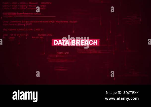 Data Breach Warning Text on hacking background screen V02 Stock Video ...