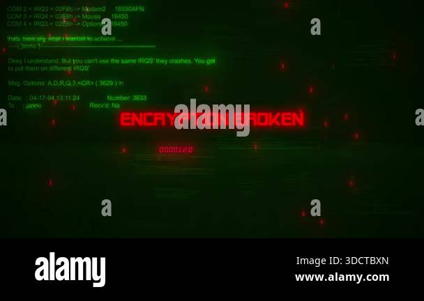 Encryption Broken Warning Text on hacking background screen V04 Stock ...